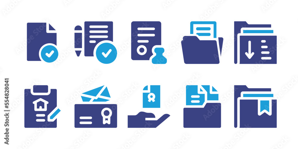 Documentation icon set. Vector illustration. Containing check, approve ...