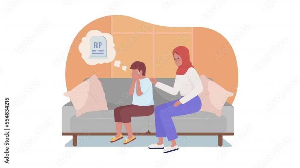 Animated isolated fear of death. Looped flat 2D characters HD video ...