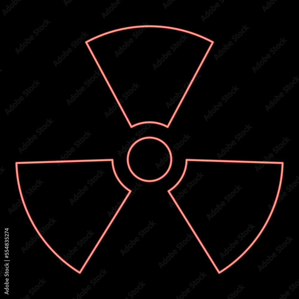 Neon radioactivity Symbol Nuclear sign red color vector illustration ...