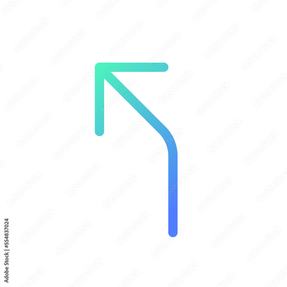 Road curves to left arrow pixel perfect gradient linear ui icon. Reach destination. Road sign ...