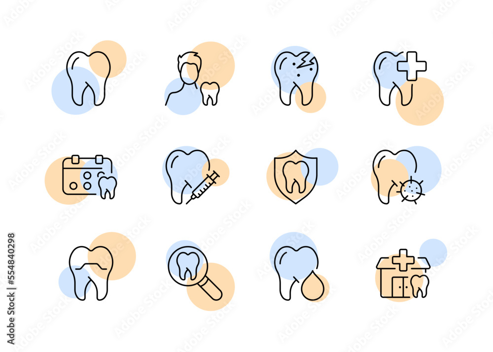Dentistry set icon. teeth, tooth enamel, white smile, tooth structure ...