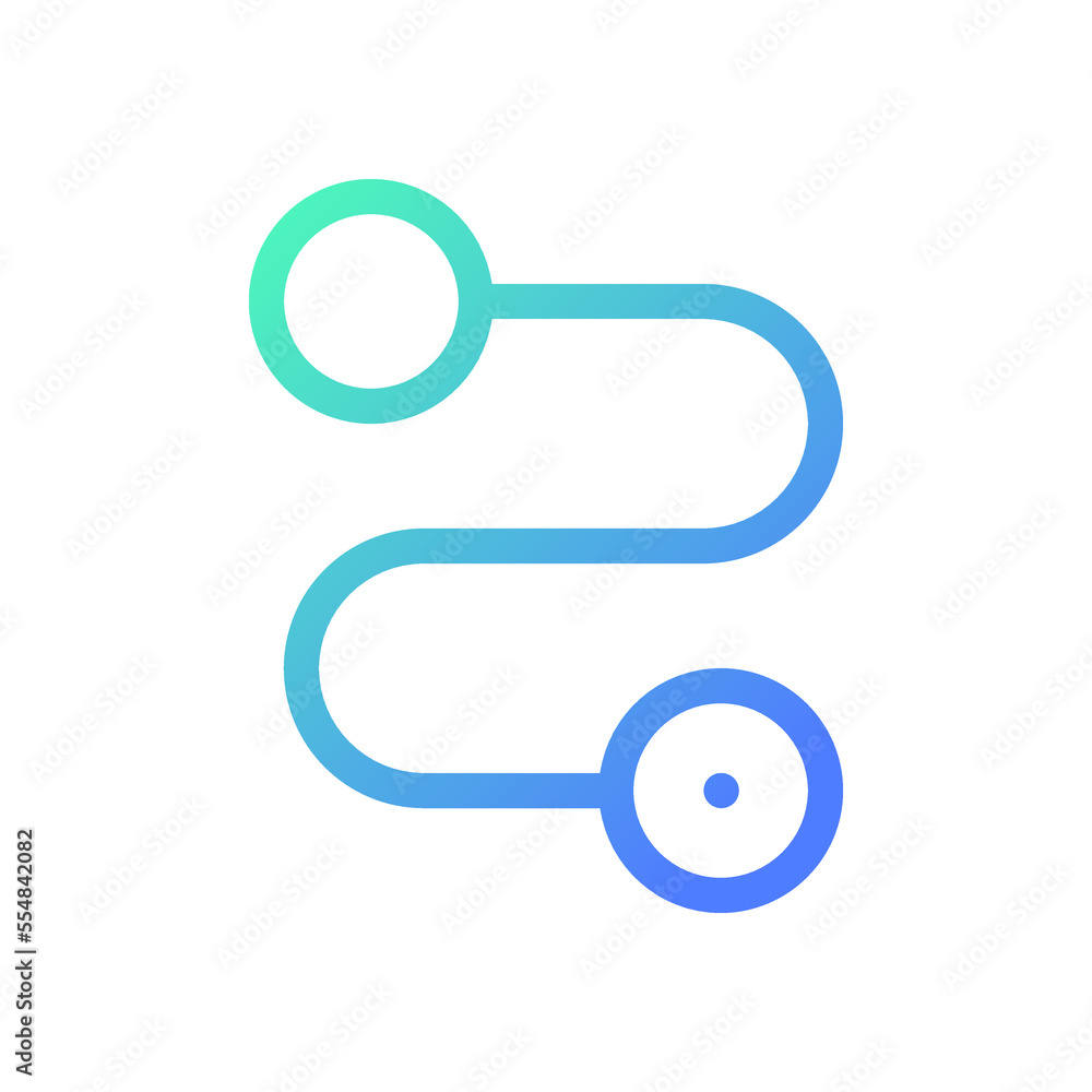 Travel route pixel perfect gradient linear ui icon. Distance between two points. GPS navigation ...