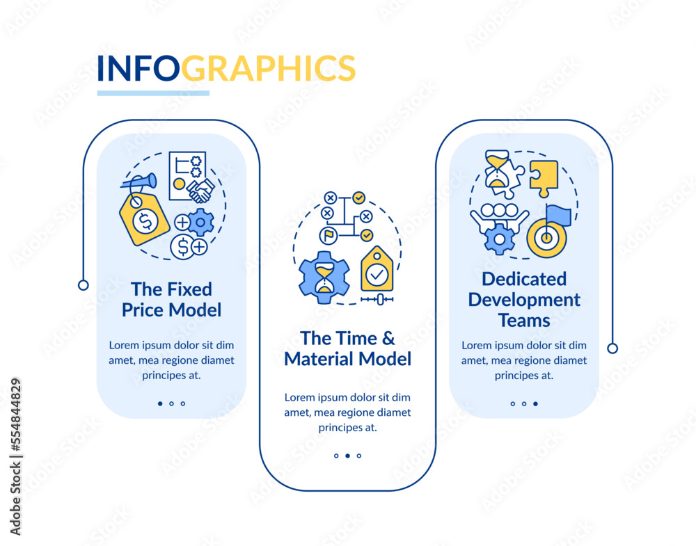 Pricing models in IT outsourcing rectangle infographic template. Data ...