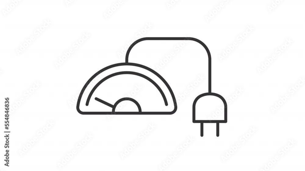 Animated charger linear icon. Electric vehicle charging cable. Testing ...