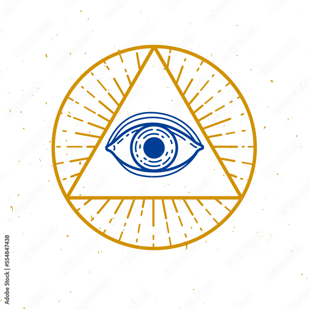 All seeing eye of god in sacred geometry triangle, masonry and ...