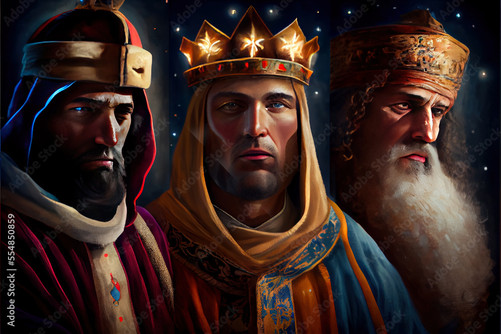 Three kings day holiday, Christian Christmas festivities concept. Birth ...
