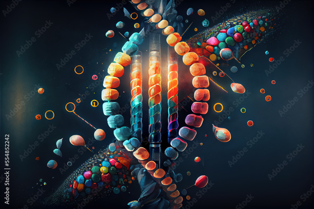 Gene terapies concept, illustration with dna spiral close up Stock ...