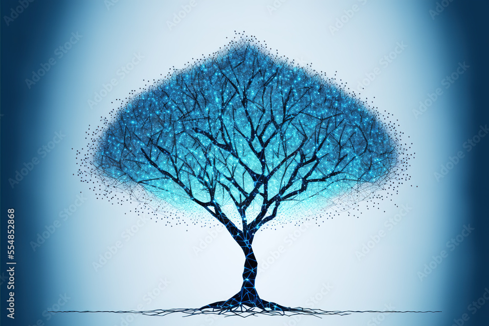 Digital tree, AI generative illustration Stock Illustration | Adobe Stock