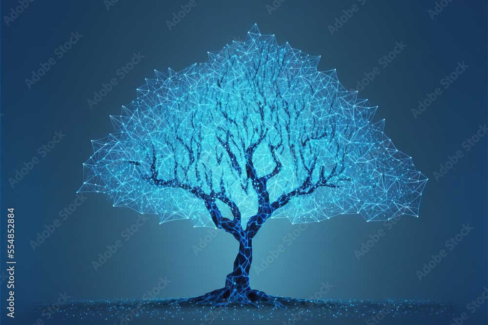 Technology tree, AI generative illustration Stock Illustration | Adobe ...