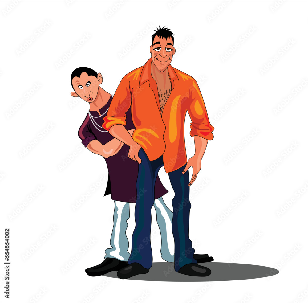 Munna bhai and circuit cartoon vector illustration on white background ...