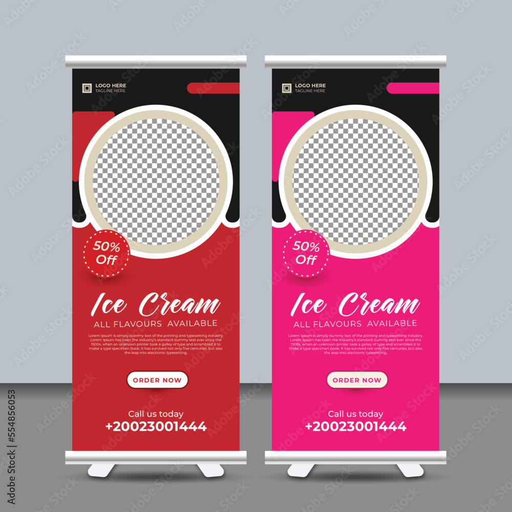 roll up banner creative design ice cream shop poster leaflet design ...