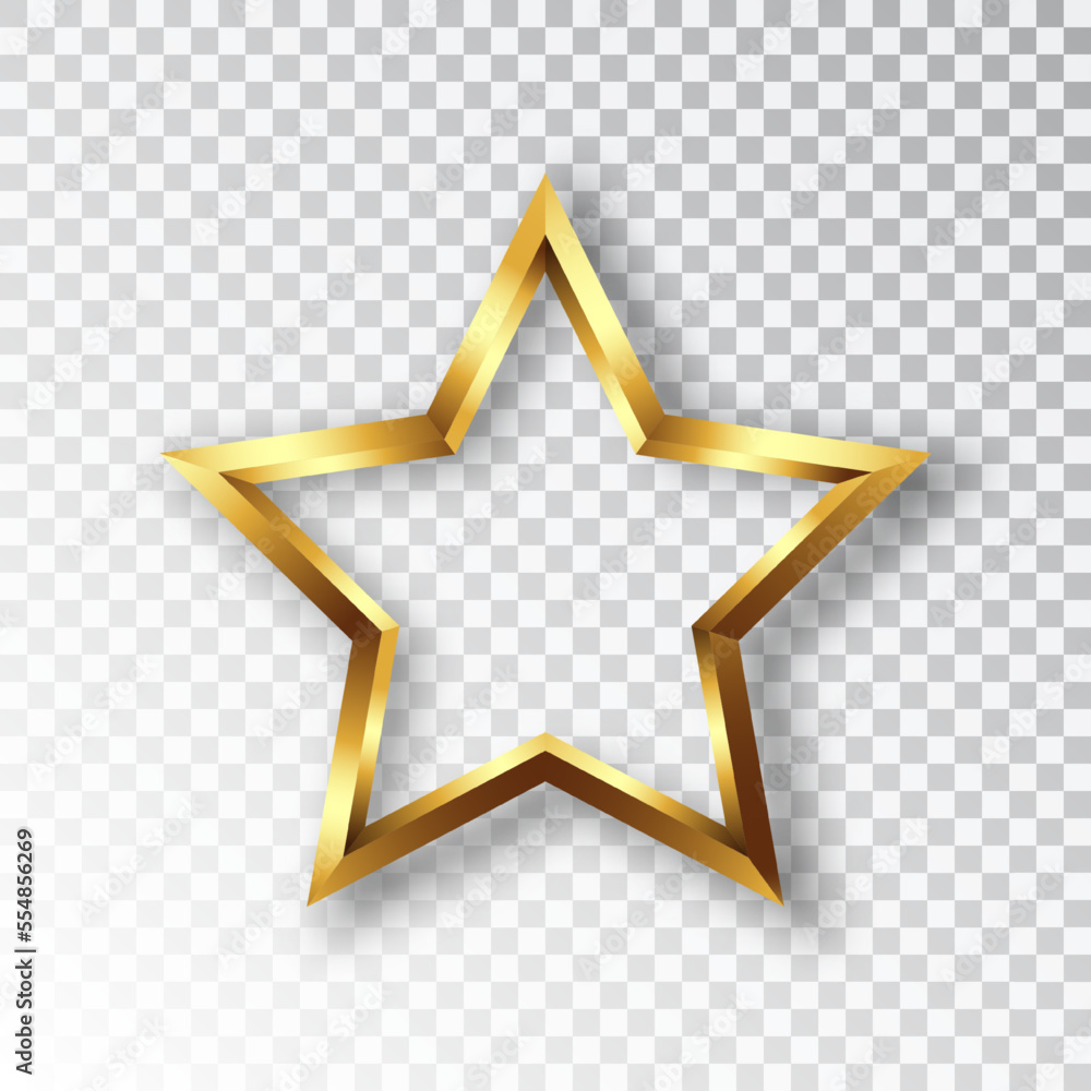 Golden star glitter on transparent background .Realistic gold star ...
