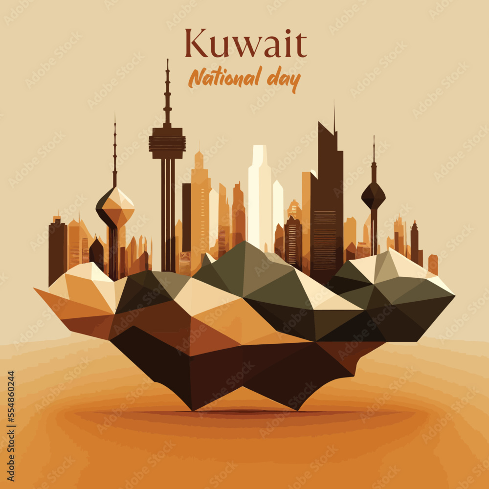 Kuwait national day banner with Kuwaiti flag colors theme gray ...