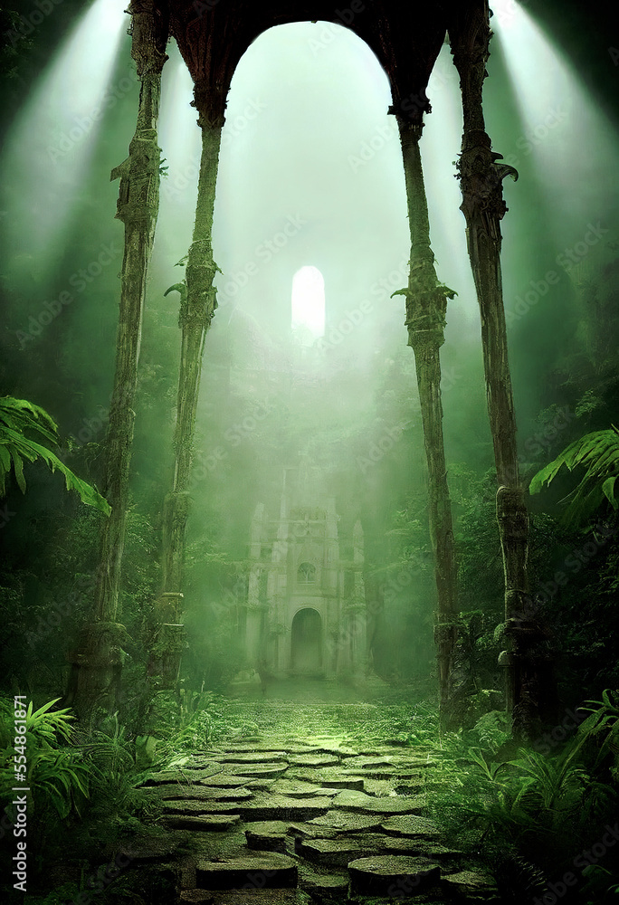 The mysterious gate that opens to other realm, fantasy world ,made with ...