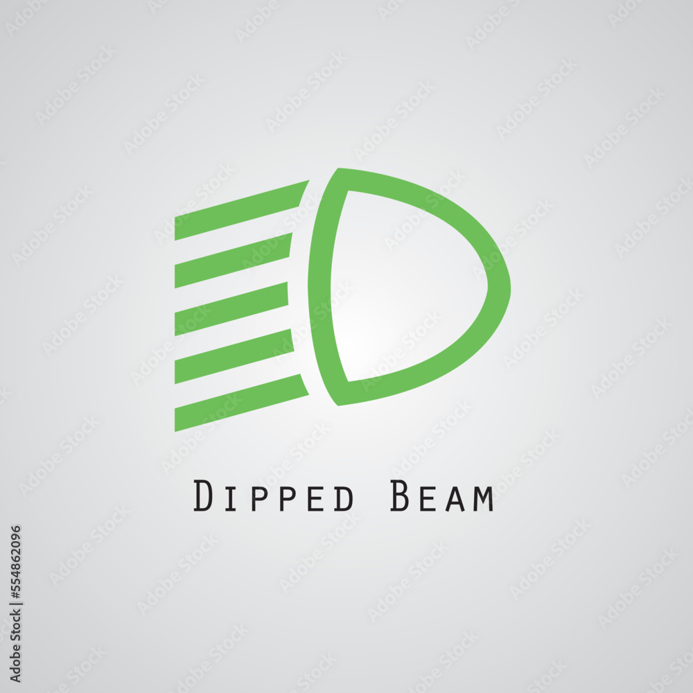 dipped beam Car headlight dashboard panel minimal flat icon warning ...