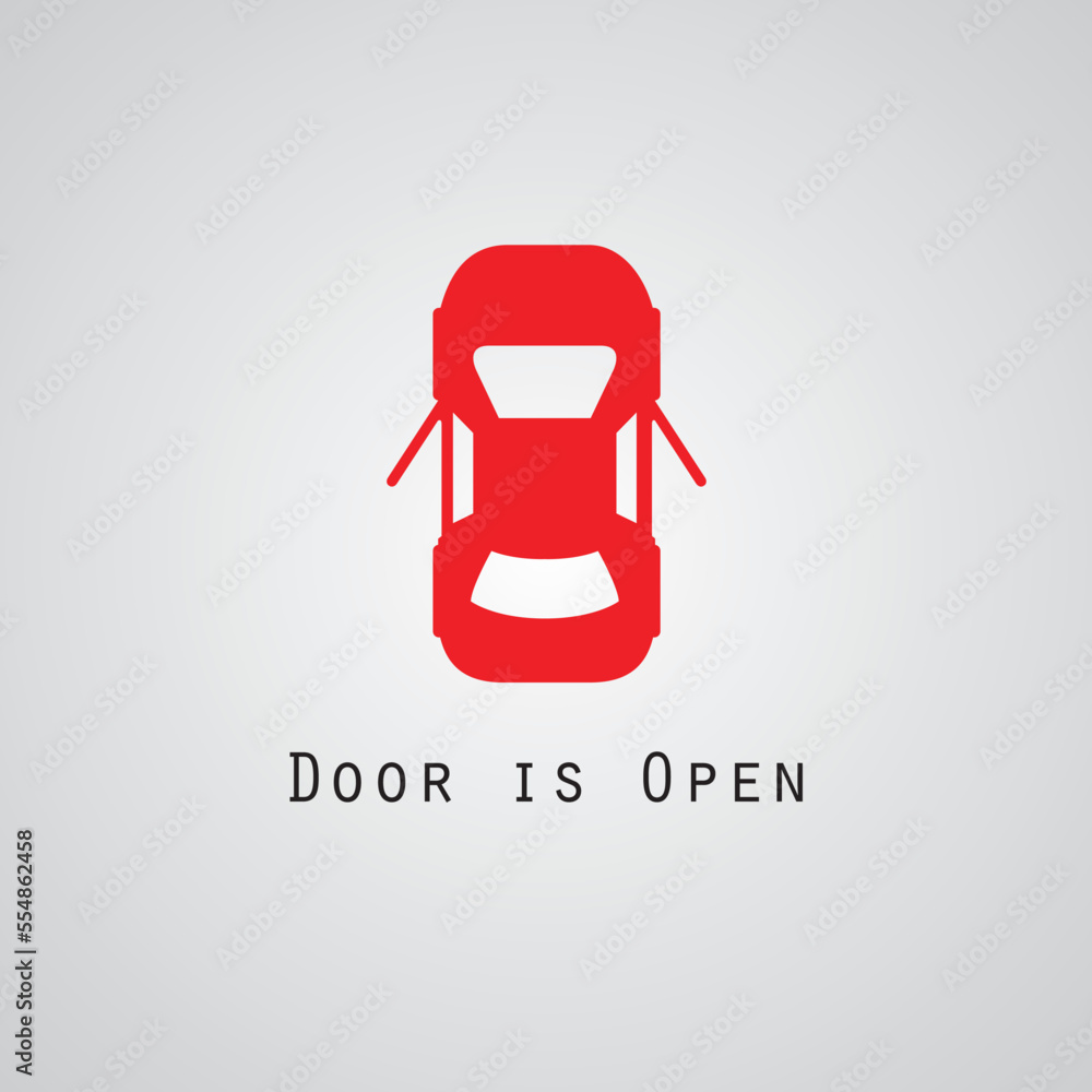 Car door open lights dashboard panel minimal flat icon warning lights ...