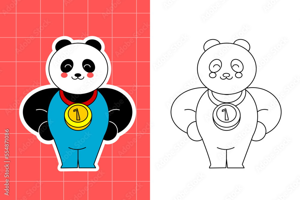 cute cartoon panda colouring page for kids Stock Vector | Adobe Stock