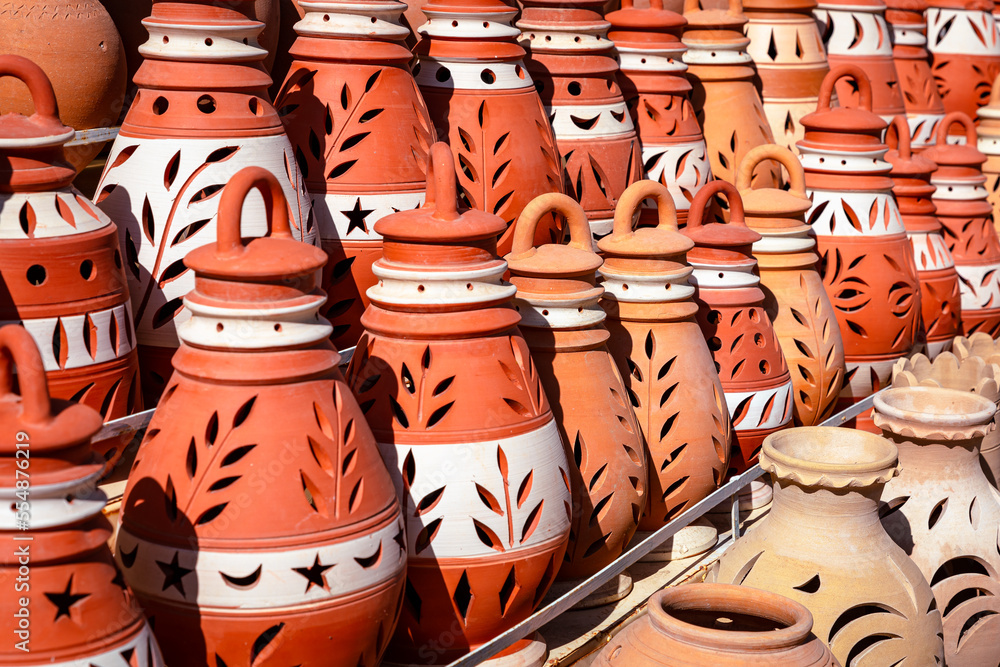 Omani Souvenirs. Hand Made Pottery in Nizwa Market. Clay Jars at the ...