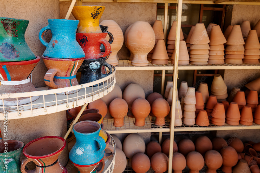 Omani Souvenirs. Hand Made Pottery in Nizwa Market. Clay Jars at the ...