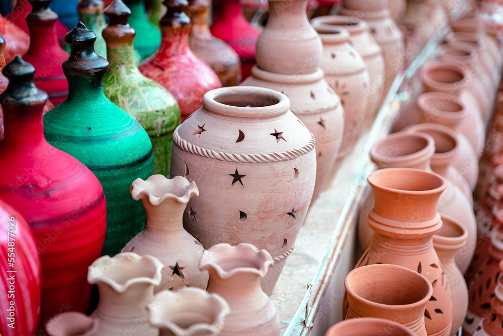 Omani Souvenirs. Hand Made Pottery in Nizwa Market. Clay Jars at the ...