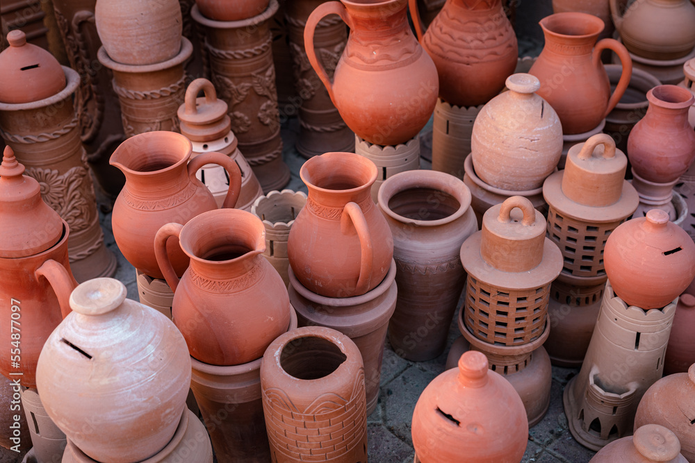 Omani Souvenirs. Hand Made Pottery in Nizwa Market. Clay Jars at the ...