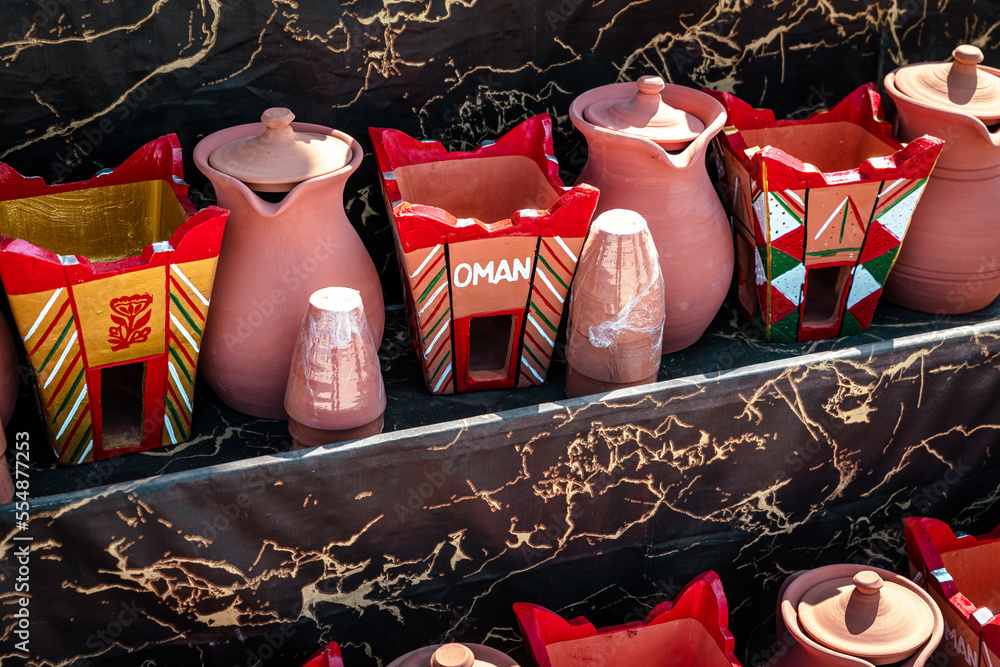 Omani Souvenirs. Hand Made Pottery in Nizwa Market. Clay Jars at the ...