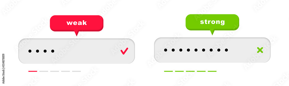 Password Safety Password Weak And Strong Template For Website Authorization Concept Password