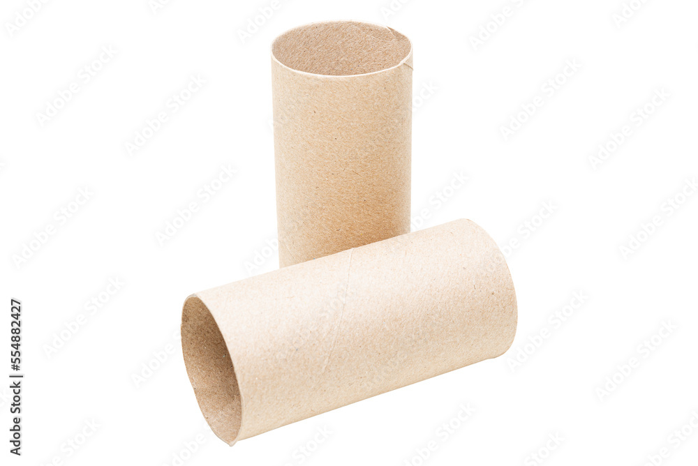 Empty toilet paper rolls isolated on white background. Toilet paper ...