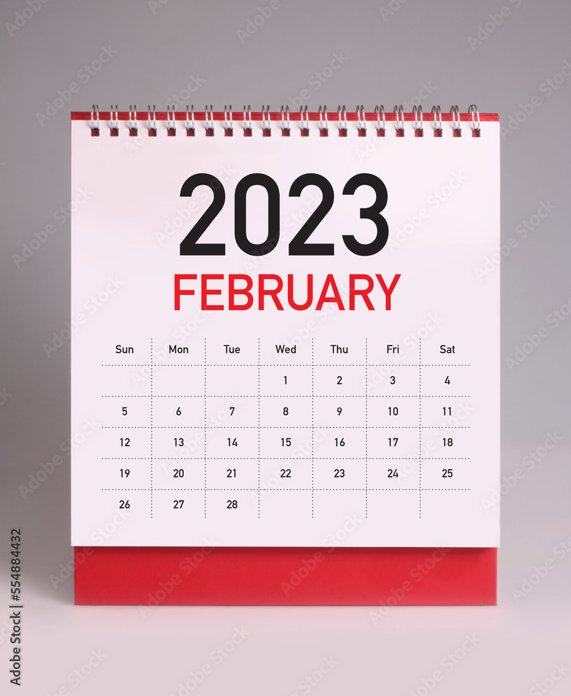Simple desk calendar 2023 - February Stock Photo | Adobe Stock