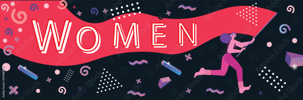 International women's day banner with creative retrowave style design ...