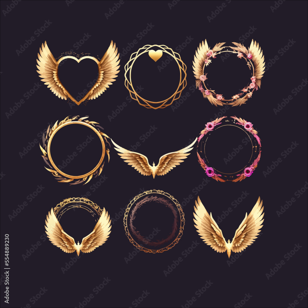 Fancy round avatar frames Isolated on background. Cartoon flat vector ...