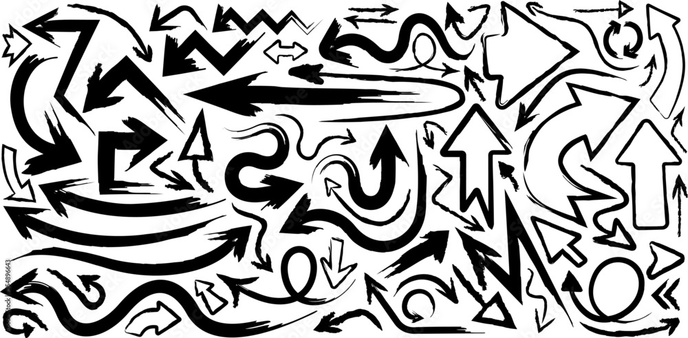 Grunge draft sketch arrow vector. punk arrows brush. grunge arrow paint ...