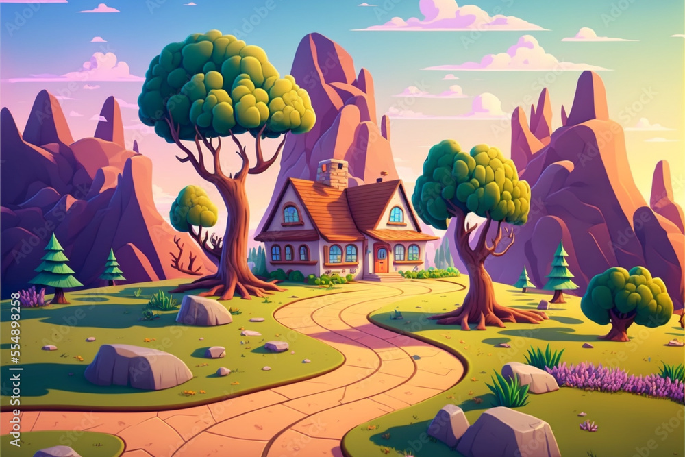 Generative AI, incredible fantastic cute backdrop, cute cartoon ...