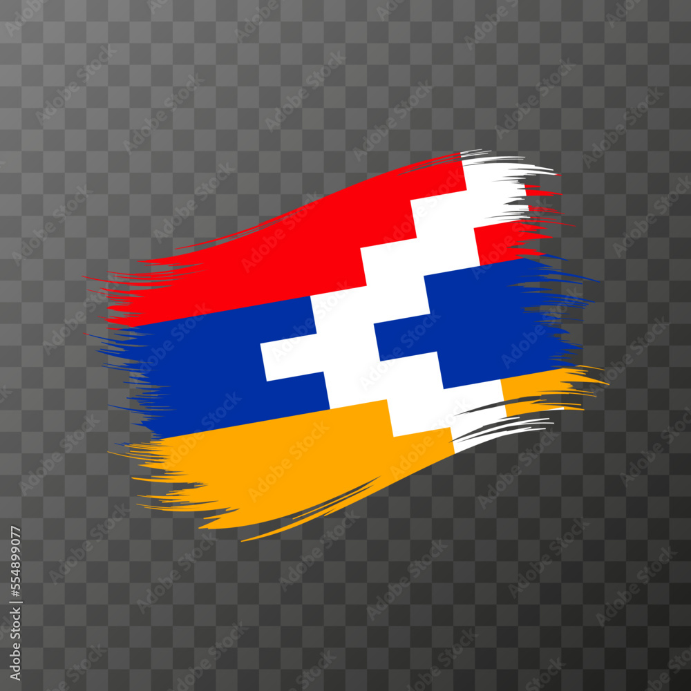 Artsakh national flag. Grunge brush stroke. Vector illustration on ...