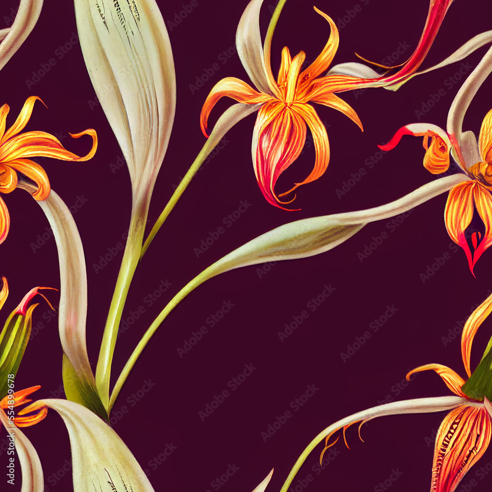 vintage botanical drawing, Flame Lily flower pattern , Gloriosa ...