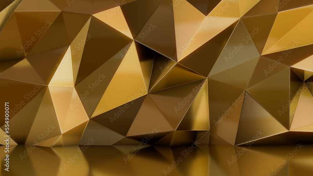 Geometric 3D Wall Background with Gold Trendy Surface. Premium 3D ...