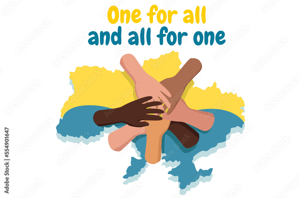 I Support Ukraine poster isolated concept background. People hands hold ...