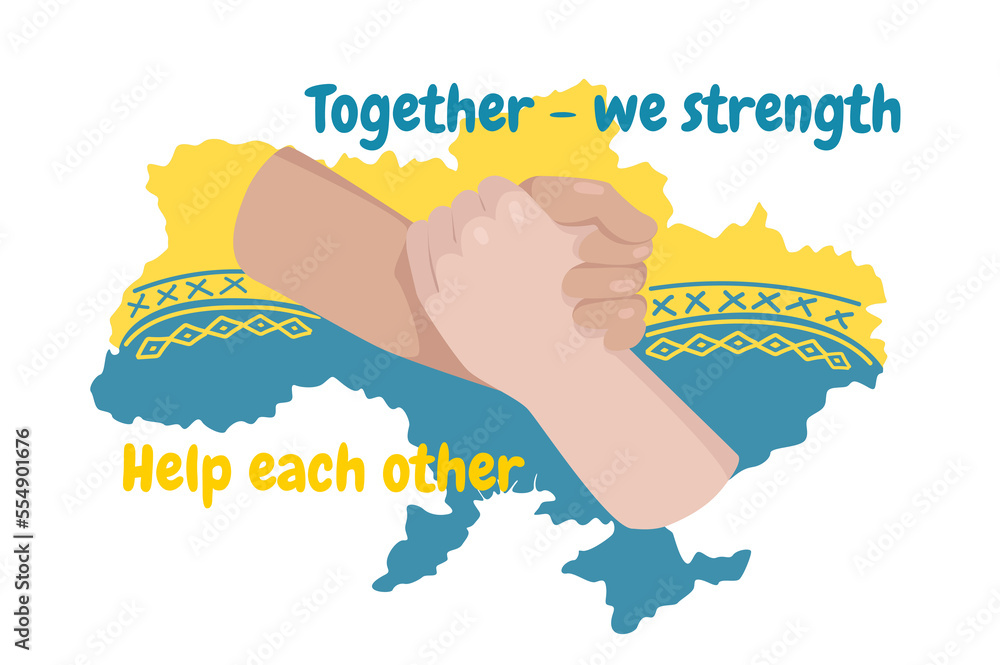 I Support Ukraine poster isolated concept background. People holding ...