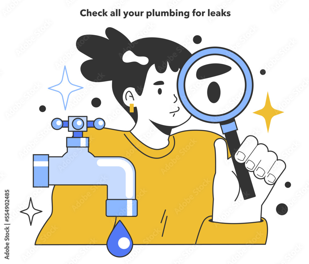 Check all your plumbing for leaks for water efficiency at home. Stock ...