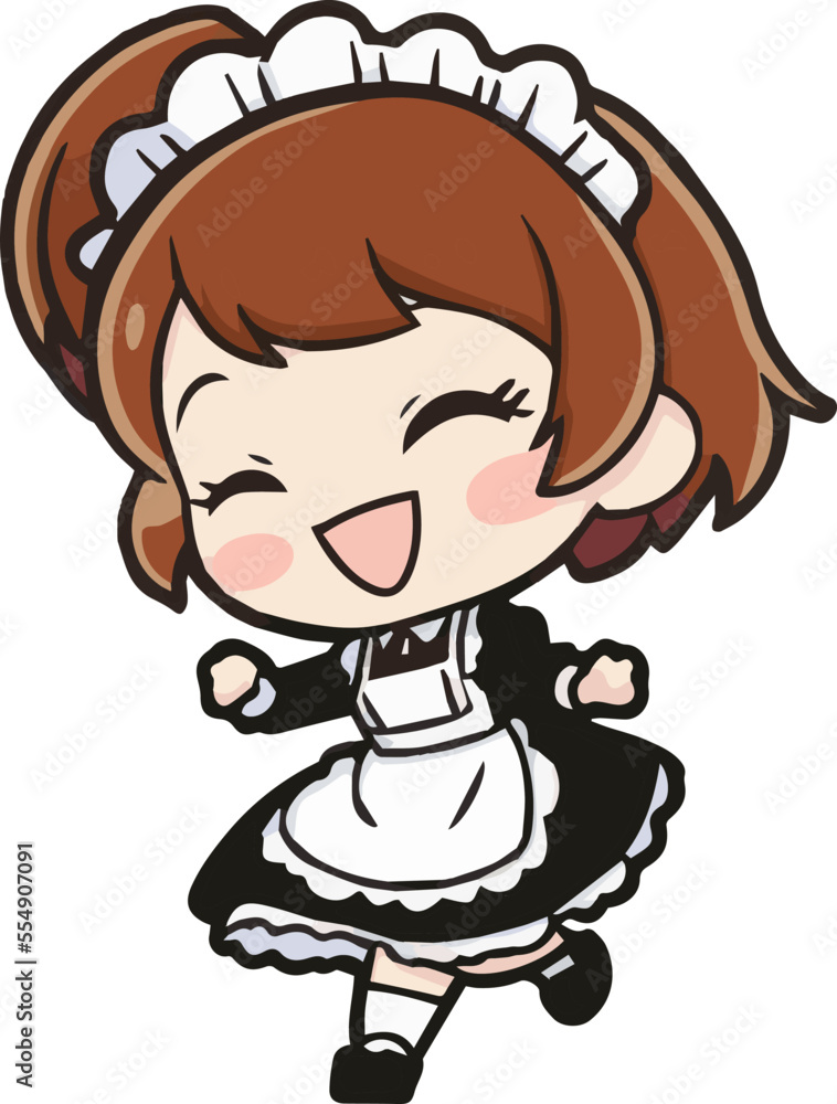 Vetor de Chibi french maid anime kawaii cute vector do Stock | Adobe Stock