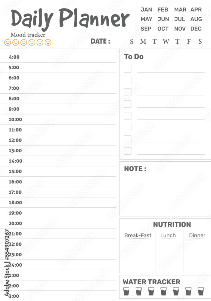 Daily Routine Planner Printable and Digital Pages Stickers 2023 A4 Size ...
