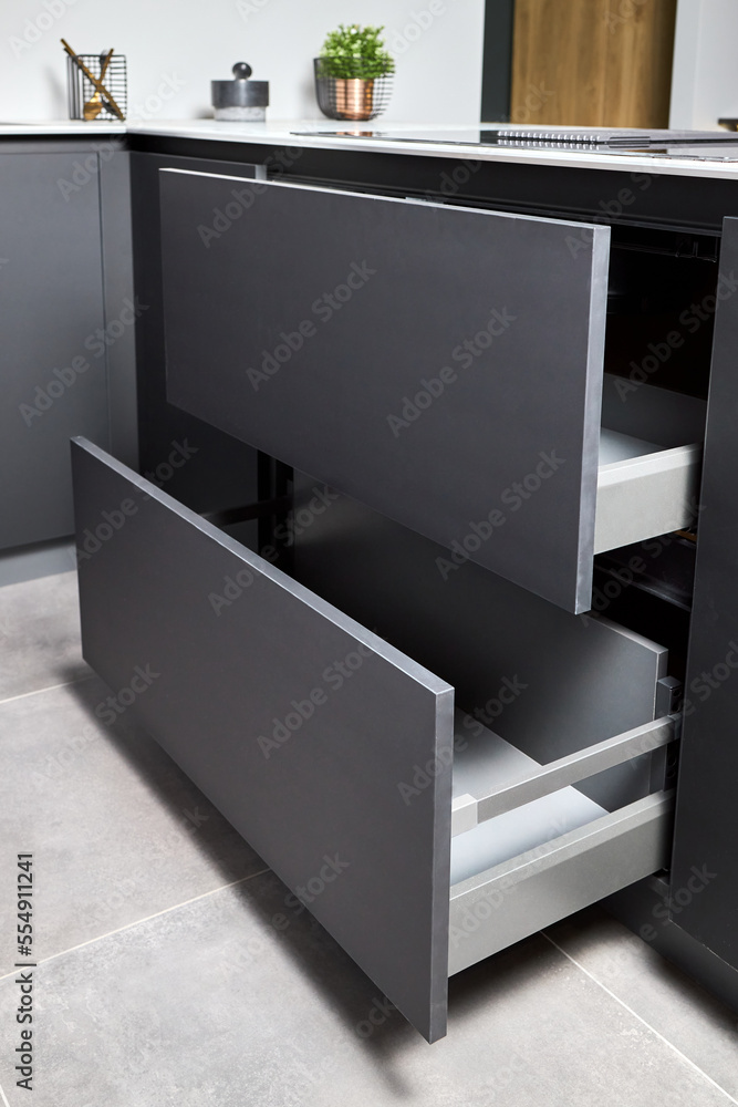 Poster Induction cooker black glass hob with integrated hood or ...