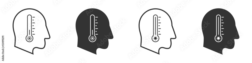 Thermometer icon in the human head. Vector illustration. Stock Vector ...