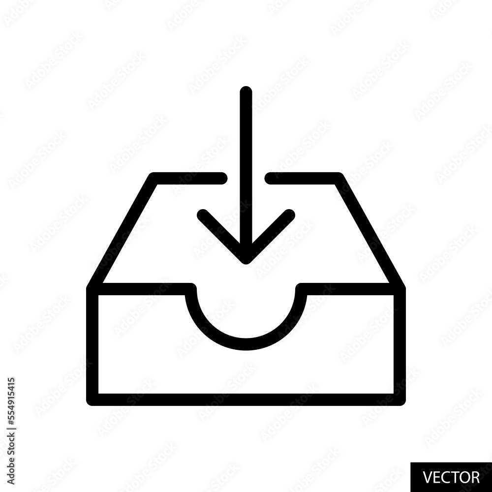 Inbox, Download box vector icon in line style design for website, app, UI, isolated on white ...