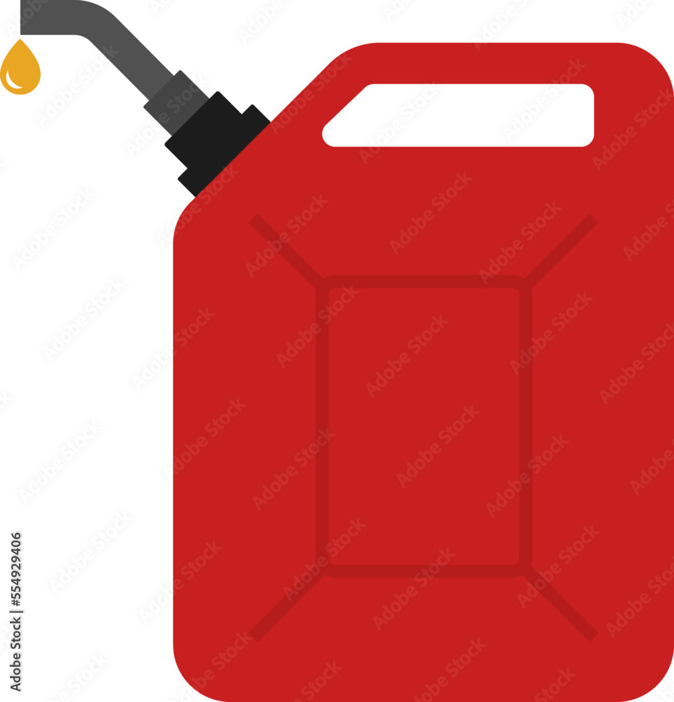 Can of fuel. Canister with gasoline. Red jerrycan with fuel. Icon of ...