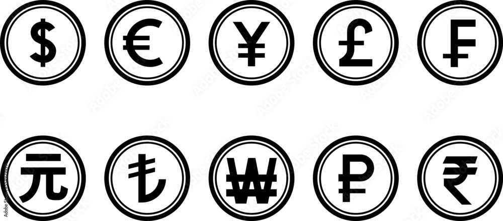 World currency coins icon vector. Stock Vector | Adobe Stock