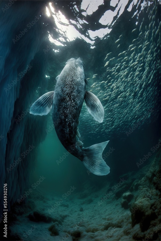 majestic mermaid Fish underwater generative ai Stock Illustration ...