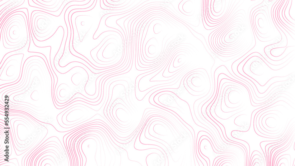 Abstract white and pink topography vector background. Line topography ...
