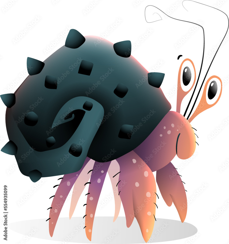 Cute baby animal design, little boy hermit crab cartoon. Crab with ...