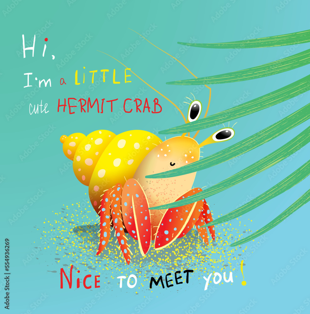 Cute baby animal design, little funny boy hermit crab baby shower ...